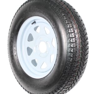 eCustomrim 2-Pack Trailer Tire On Rim ST205/75D15 F78 205/75 LRC 5 Lug White Spoke Wheel - 2 Year Warranty w/Free Roadside