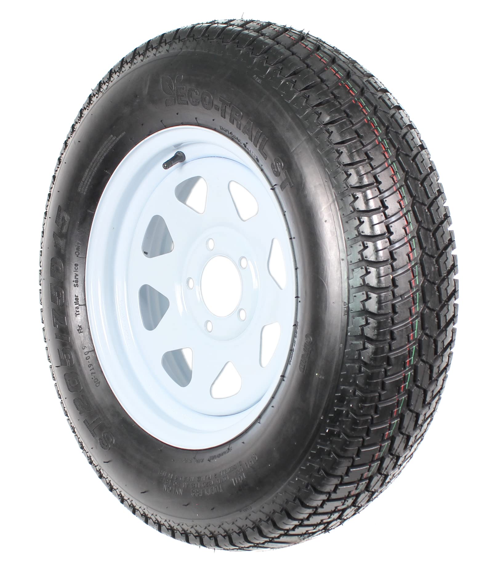 eCustomrim 2-Pack Trailer Tire On Rim ST205/75D15 F78 205/75 LRC 5 Lug White Spoke Wheel - 2 Year Warranty w/Free Roadside