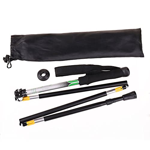 Travel Folding Trekking Hiking Pole with Carrying Case,Collapsible Cane Adjustable Walking Stick Portable Mobility Aid for Women Men Hikers Gift,Black (Black)