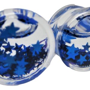 Pierced Republic Blue Star Glitter Liquid Filled Ear Plugs - Double Flared - 6 Sizes - Pair (0 Gauge (8mm))