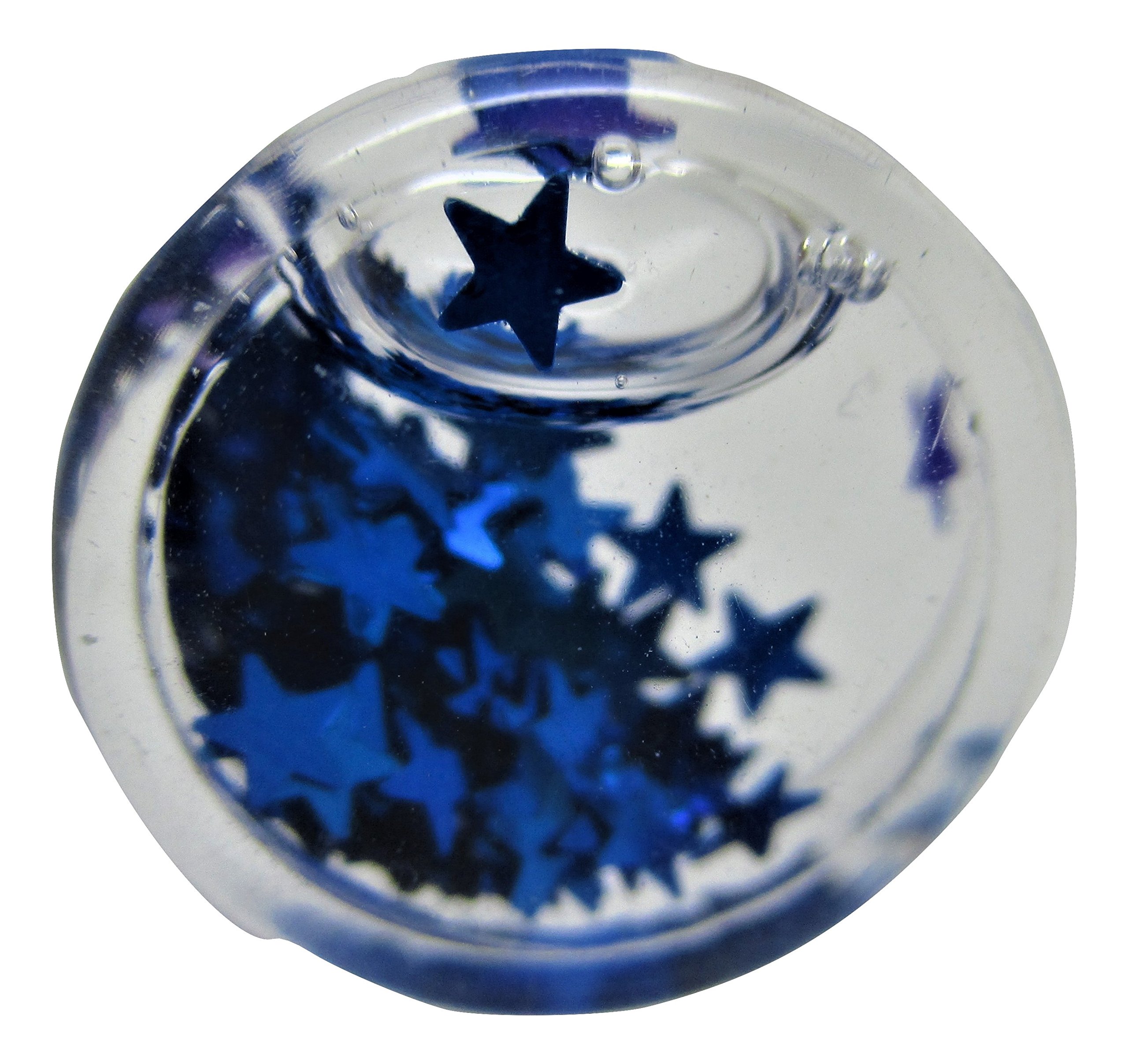 Pierced Republic Blue Star Glitter Liquid Filled Ear Plugs - Double Flared - 6 Sizes - Pair (0 Gauge (8mm))