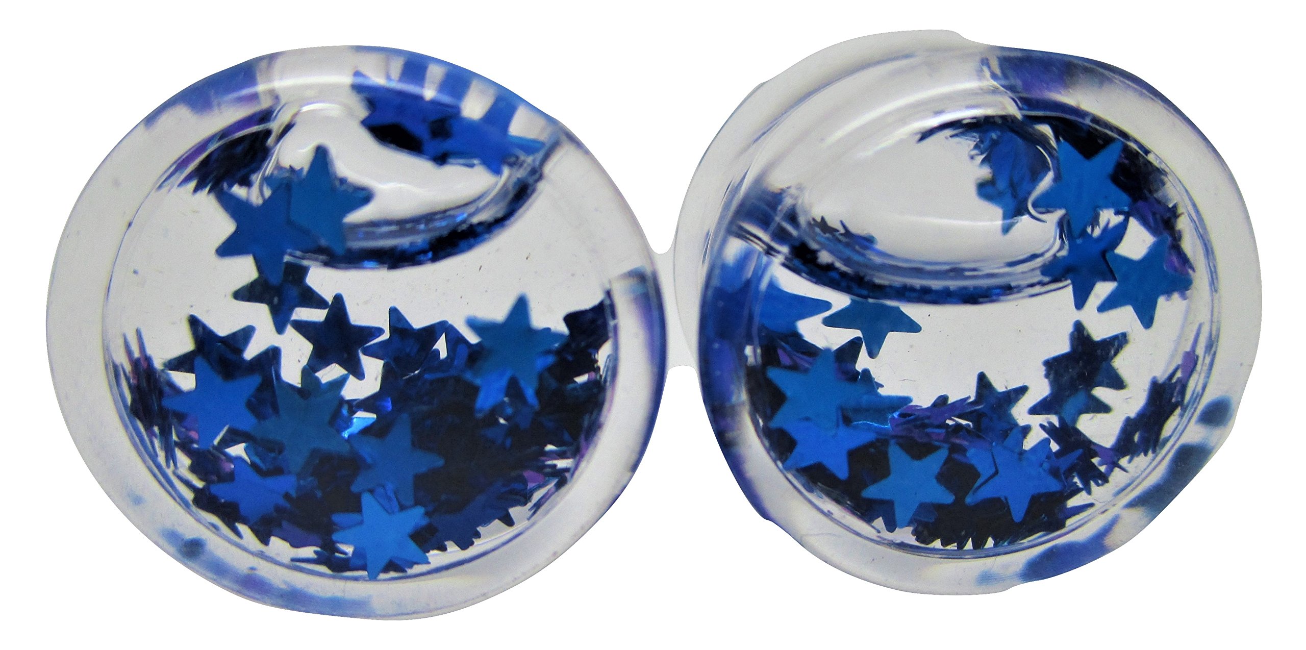 Pierced Republic Blue Star Glitter Liquid Filled Ear Plugs - Double Flared - 6 Sizes - Pair (0 Gauge (8mm))