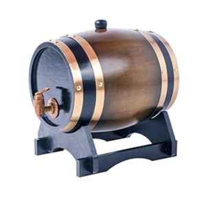 1.5l whiskey barrel dispenser oak aging barrels home whiskey barrel decanter for wine, spirits, beer, and liquor (brown)