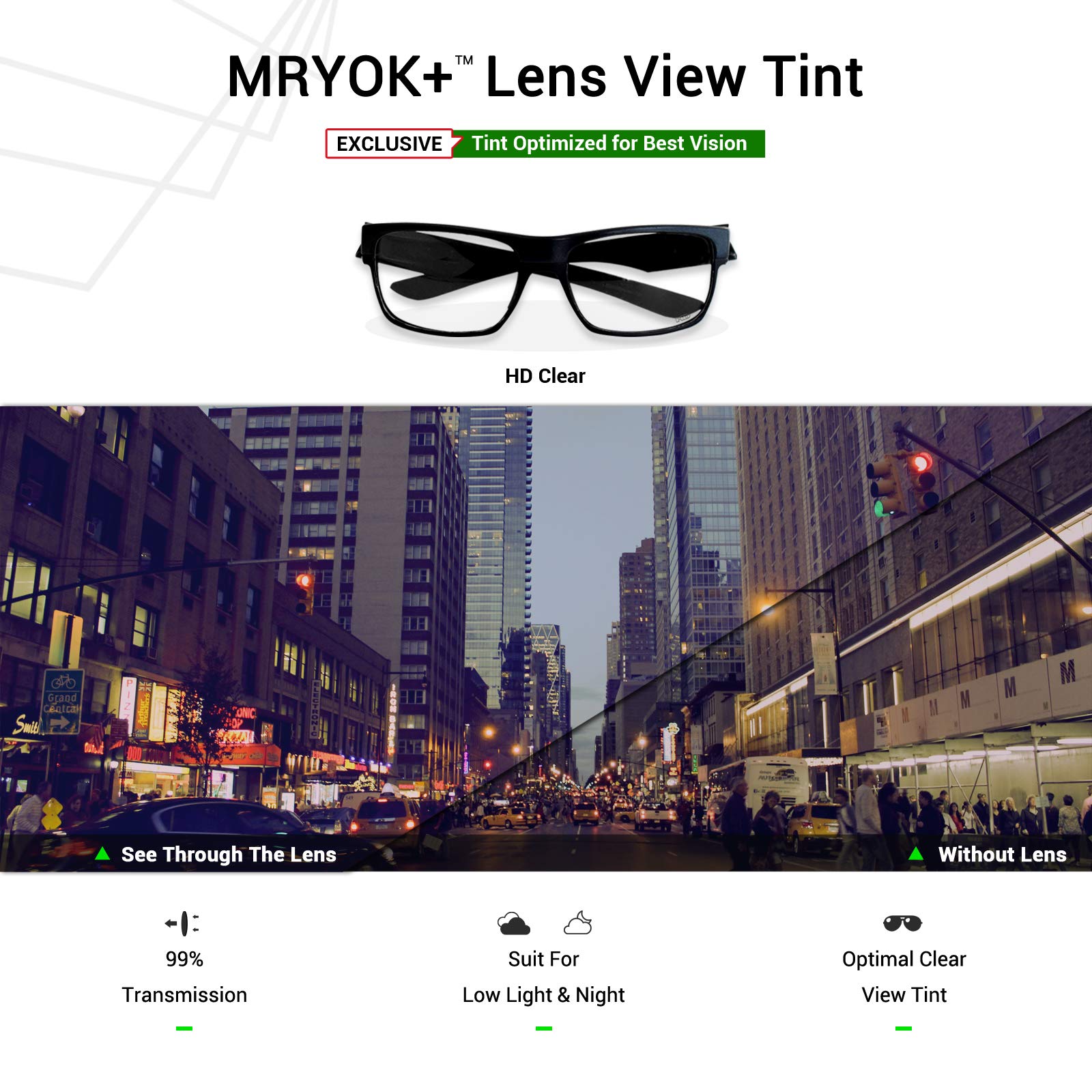 Mryok+ Polarized Replacement Lenses for Oakley Gascan OO9014 - HD Clear