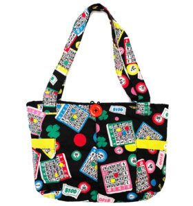 fashionable quilted bingo bag w/ one large and three small interior pockets