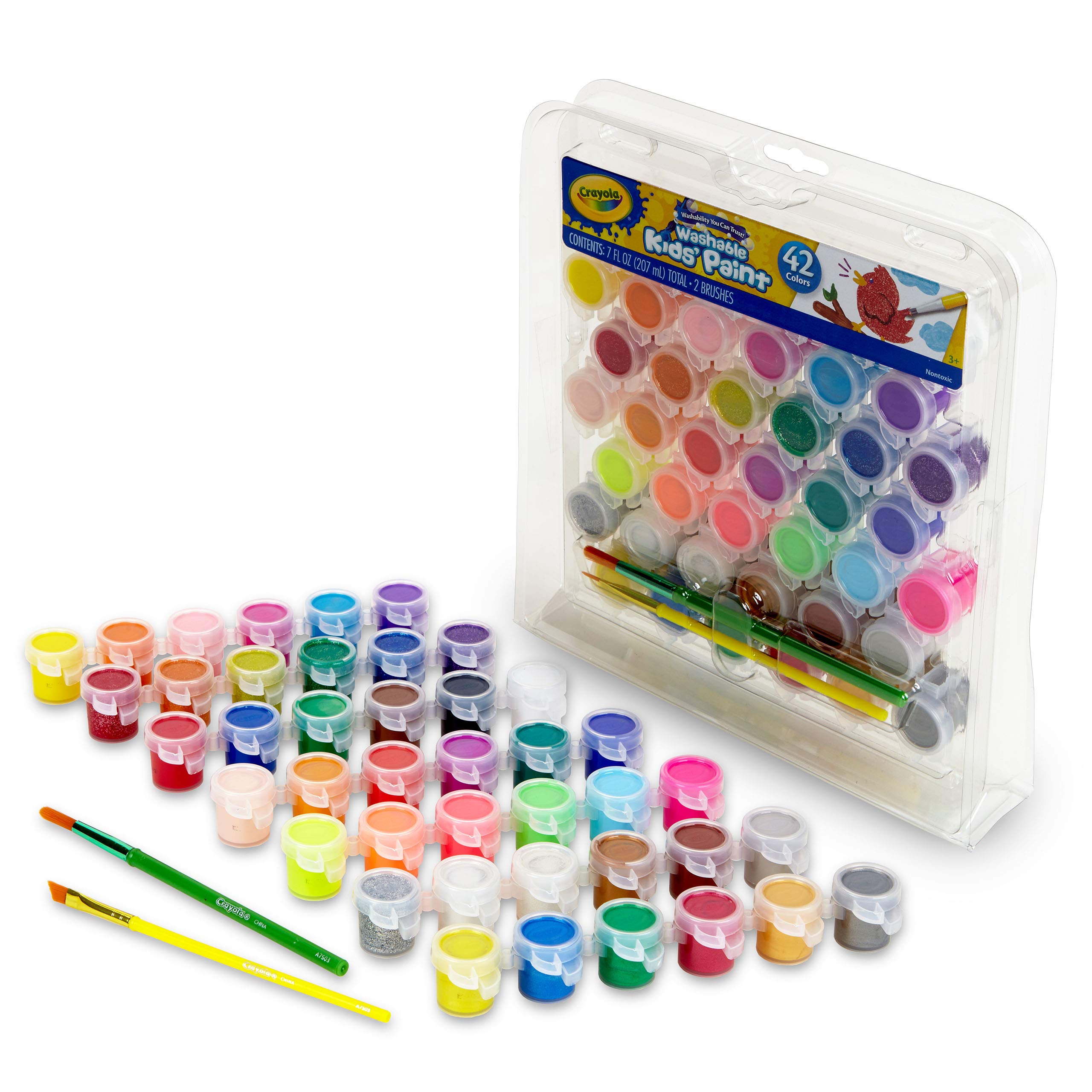 Crayola Kids Washable Paint Set, 42 Ct. Gift for Kids, Ages 3, 4, 5, 6, 7, Assorted