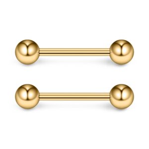 ruifan gold plated 316l stainless steel nipple shield barbell ring bar body piercing 16g 12mm 2pcs