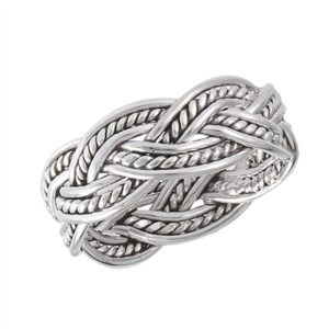 wide weave eternity rope criss cross knot ring sterling silver band size 5