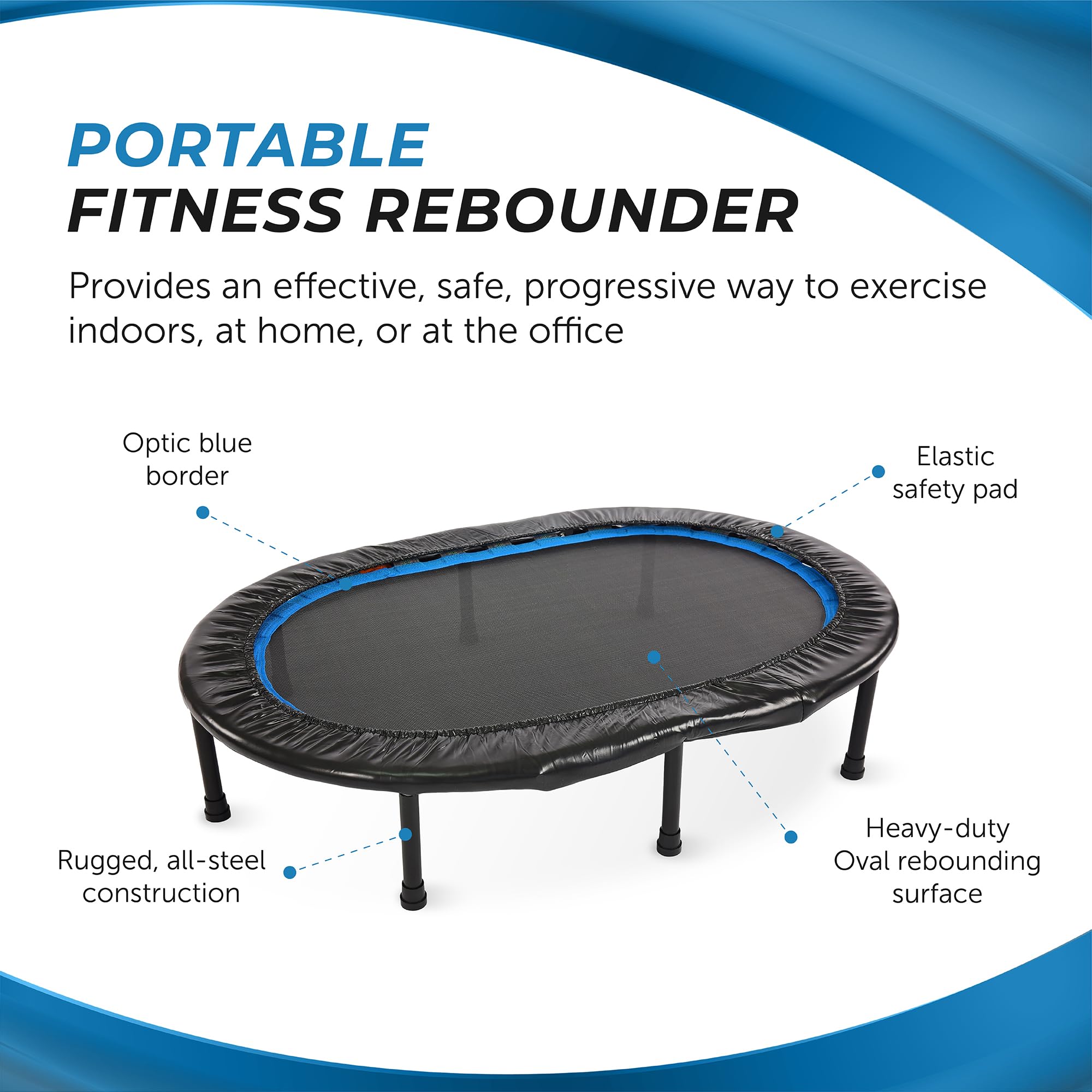 Stamina Fitness Trampoline - Exercise Trampoline with Smart Workout App - Indoor Trampoline Fitness Rebounder