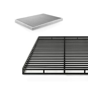 zinus quick lock metal smart box spring, 4 inch mattress foundation, strong metal structure, easy assembly, king, white