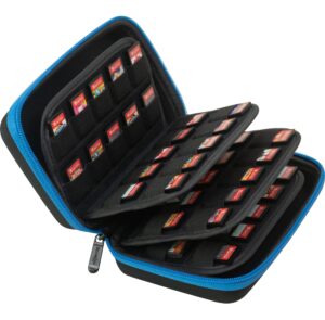 butterfox 64 switch game case for nintendo switch, switch game card storage holder or sd memory card case (64 black/blue)