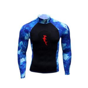 hammerhead spearguns - ambush long sleeve rashguard - hh camo blue - medium