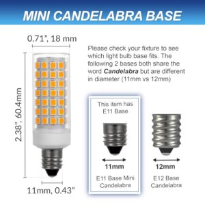 Simba Lighting LED E11 T4 Mini-Candelabra JD Light Bulb 5W 40W to 50W Halogen Replacement (4 Pack) 88SMD2835 Corn JDE11 120V for Chandeliers, Sconce, Cabinet Lighting, Soft White 3000K, Dimmable