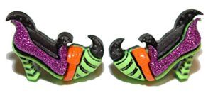 colorful glittery halloween witch's shoes stud earrings (h137)