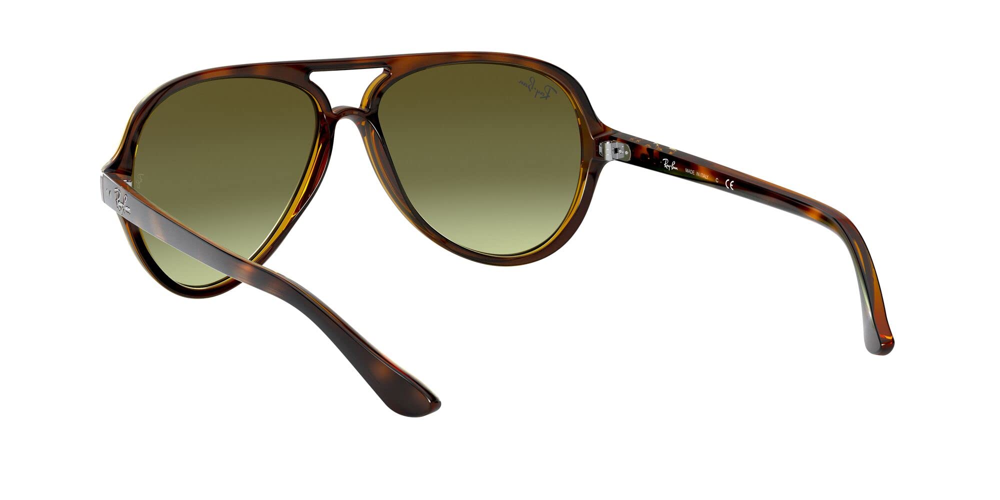 Ray-Ban RB4125 Cats 5000 Aviator Sunglasses, Light Havana/Green Gradient Brown, 59 mm + 0