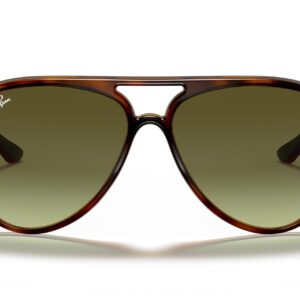 Ray-Ban RB4125 Cats 5000 Aviator Sunglasses, Light Havana/Green Gradient Brown, 59 mm + 0