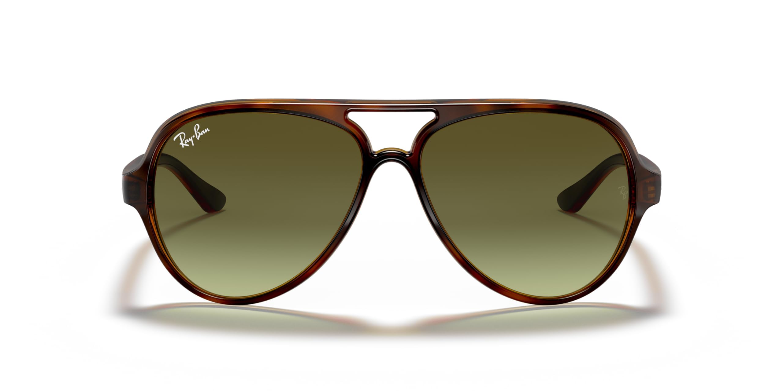 Ray-Ban RB4125 Cats 5000 Aviator Sunglasses, Light Havana/Green Gradient Brown, 59 mm + 0