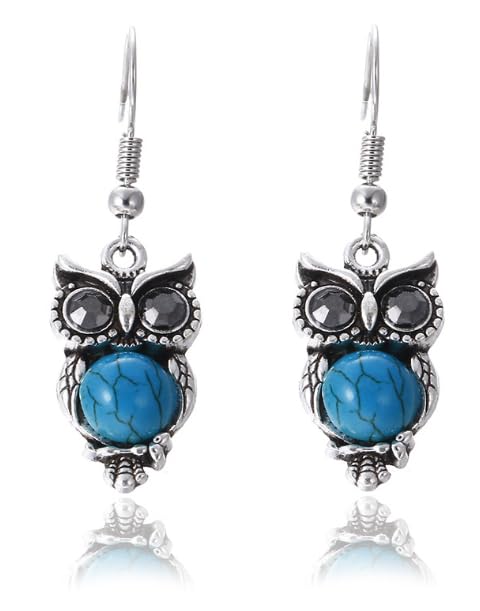 CUTIEJEWELRY Owl Bird For Women Ladies Jewelry Dangle Earrings (Owl) 4 PAIRS