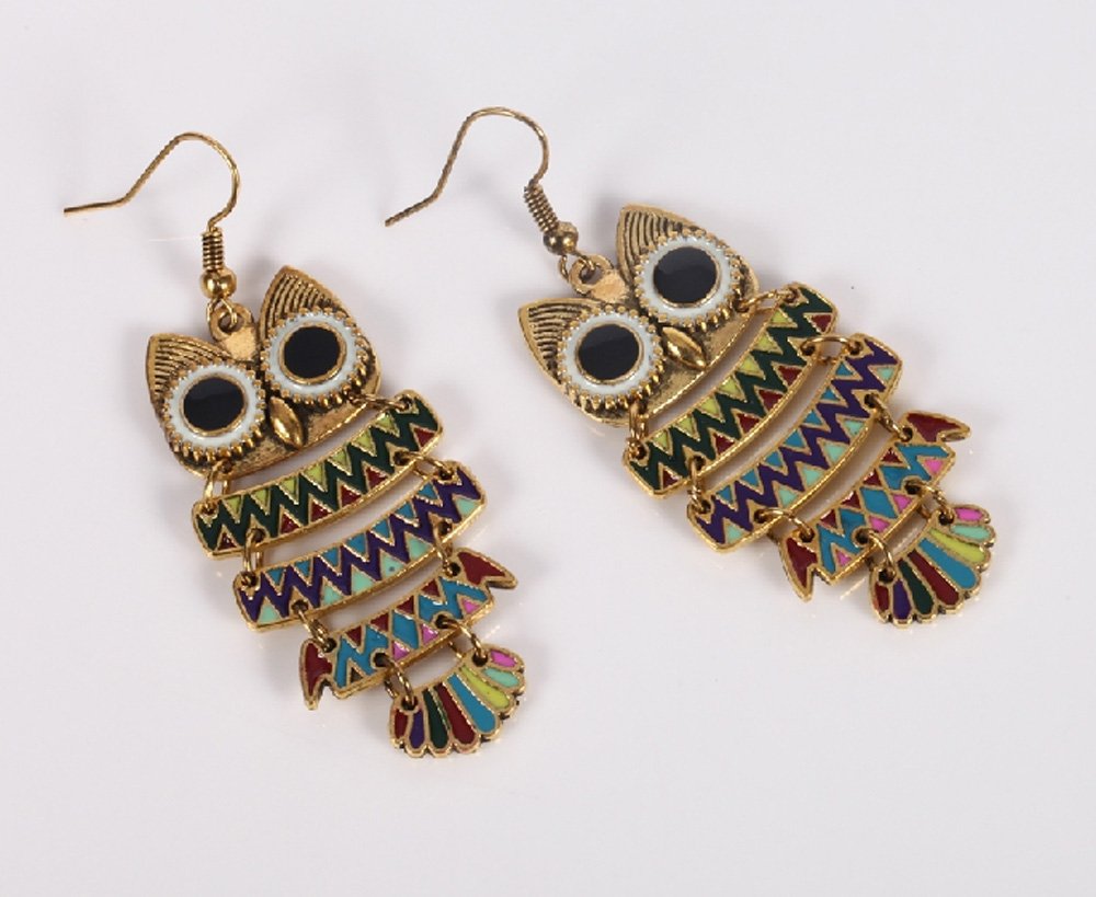 CUTIEJEWELRY Owl Bird For Women Ladies Jewelry Dangle Earrings (Owl) 4 PAIRS