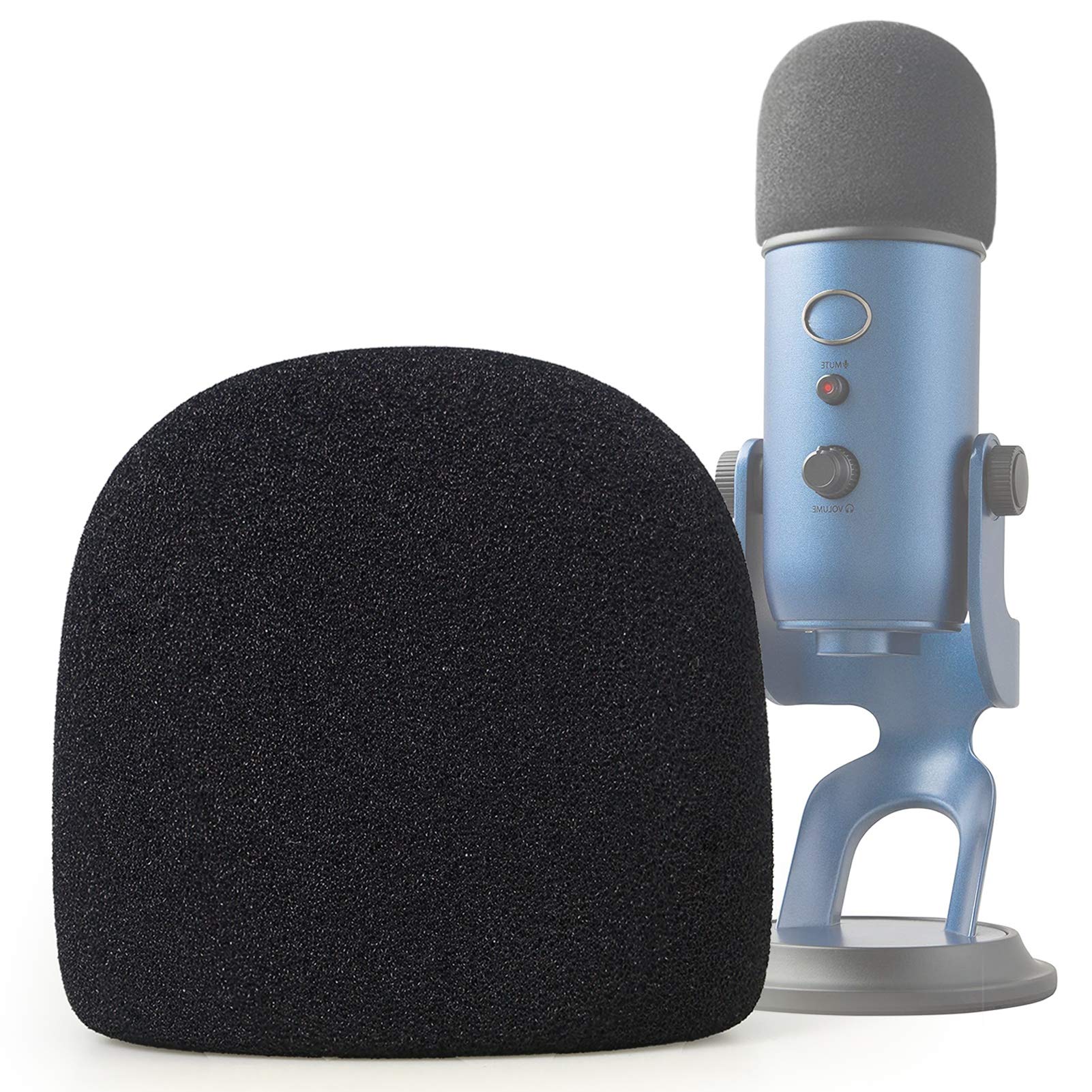 SUNMON Microphone Foam Windscreen Cover for Blue Yeti, Yeti Pro and Yeti X Microphones, the Mic Pop Filter Mask Shield also suit MXL and Audio Technica (Black)