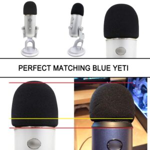 SUNMON Microphone Foam Windscreen Cover for Blue Yeti, Yeti Pro and Yeti X Microphones, the Mic Pop Filter Mask Shield also suit MXL and Audio Technica (Black)