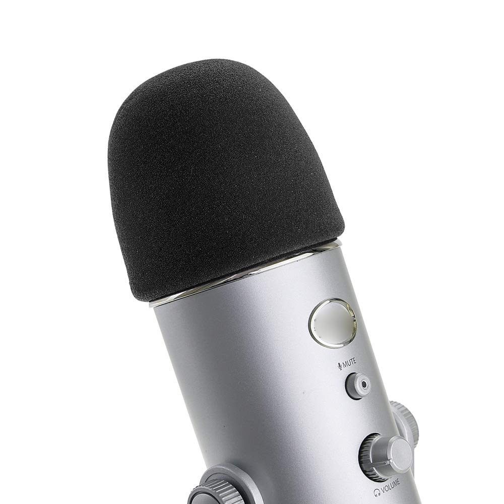 SUNMON Microphone Foam Windscreen Cover for Blue Yeti, Yeti Pro and Yeti X Microphones, the Mic Pop Filter Mask Shield also suit MXL and Audio Technica (Black)