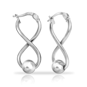 hoops & loops 925 sterling silver infinity figure eight 8 bead twisted click-top drop earrings for women