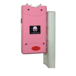 GLADIATOR Ultra Powerful Mini Stun Gun w/Safety Pin - Rechargeable Flashlight (Pink)