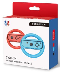 gh switch steering wheel for mario kart 8 deluxe and booster course pass (dlc), racing wheel accessories compatible with nintendo switch/switch oled joy con controller (red and blue)