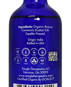 Organic Castor Oil by Zongle, 4 OZ – 100% Pure for Eyelashes, Face, Skin, Belly Button, occasional Constipation, Hair Growth, Eyebrows, Body, Lashes – USDA Certified, Therapeutic Grade