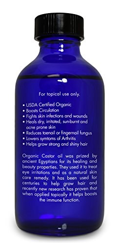 Organic Castor Oil by Zongle, 4 OZ – 100% Pure for Eyelashes, Face, Skin, Belly Button, occasional Constipation, Hair Growth, Eyebrows, Body, Lashes – USDA Certified, Therapeutic Grade