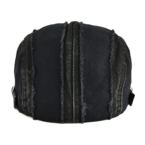 VOBOOM 100% Cotton Distressed Ivy Caps Newsboy Caps Cabbie Hat Gatsby Hat (Black)