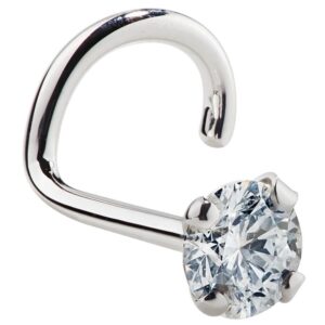 freshtrends si1 3mm 0.1 ct. tw diamond 950 platinum twist screw nose ring 18g