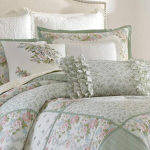 Laura Ashley - Queen Comforter Set, Reversible Cotton Bedding with Matching Shams & Bedskirt, Stylish Home Decor for All Seasons (Harper Sage, Queen)