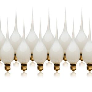 LightLady Studio, Silicone Dipped Candle Light Bulbs, 7 Watts, 12Pk, Silicone Light Bulbs for Candle Lamps, Window Candles, Candelabra, Handmade, Dipped, White, Candle Bulbs Silicone