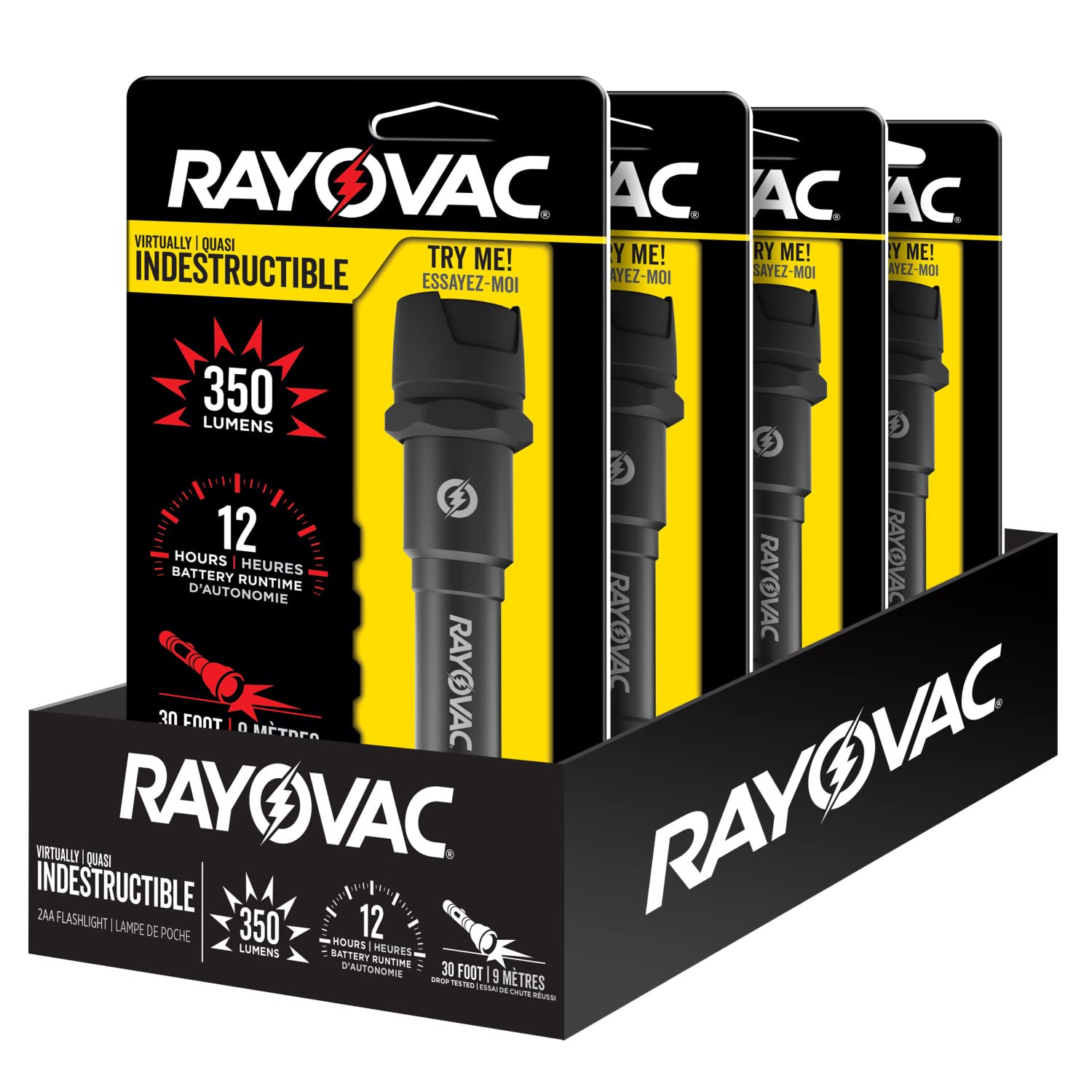 Rayovac Virtually Indescructible LED Tactical Flashlight, Bright Heavy Duty Flashlight for Camping Gear and Hiking, Water Resistant EDC Flashlight, Pack of 1, Black