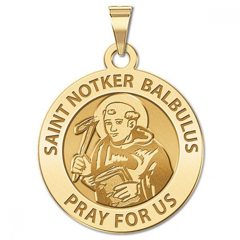 PicturesOnGold.com Saint Notker Balbulus Religious Medal - 2/3 Inch Size of Dime, Sterling Silver