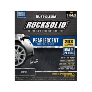 rust-oleum 306328 rocksolid pearlescent 1 car garage floor coating kit, smoky blue