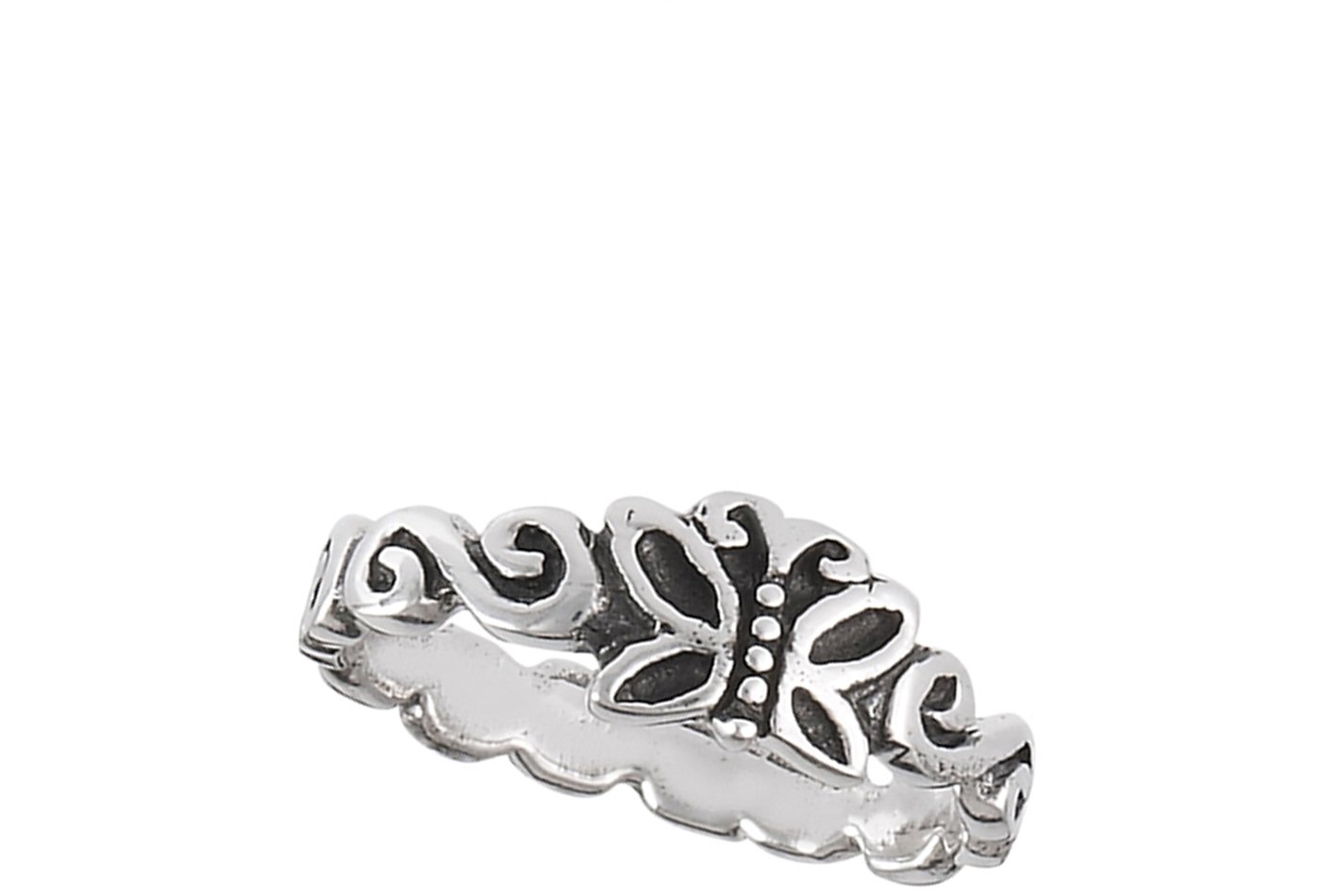 Oxidized Butterfly Infinity Swirl Ring New .925 Sterling Silver Band Size 5.5