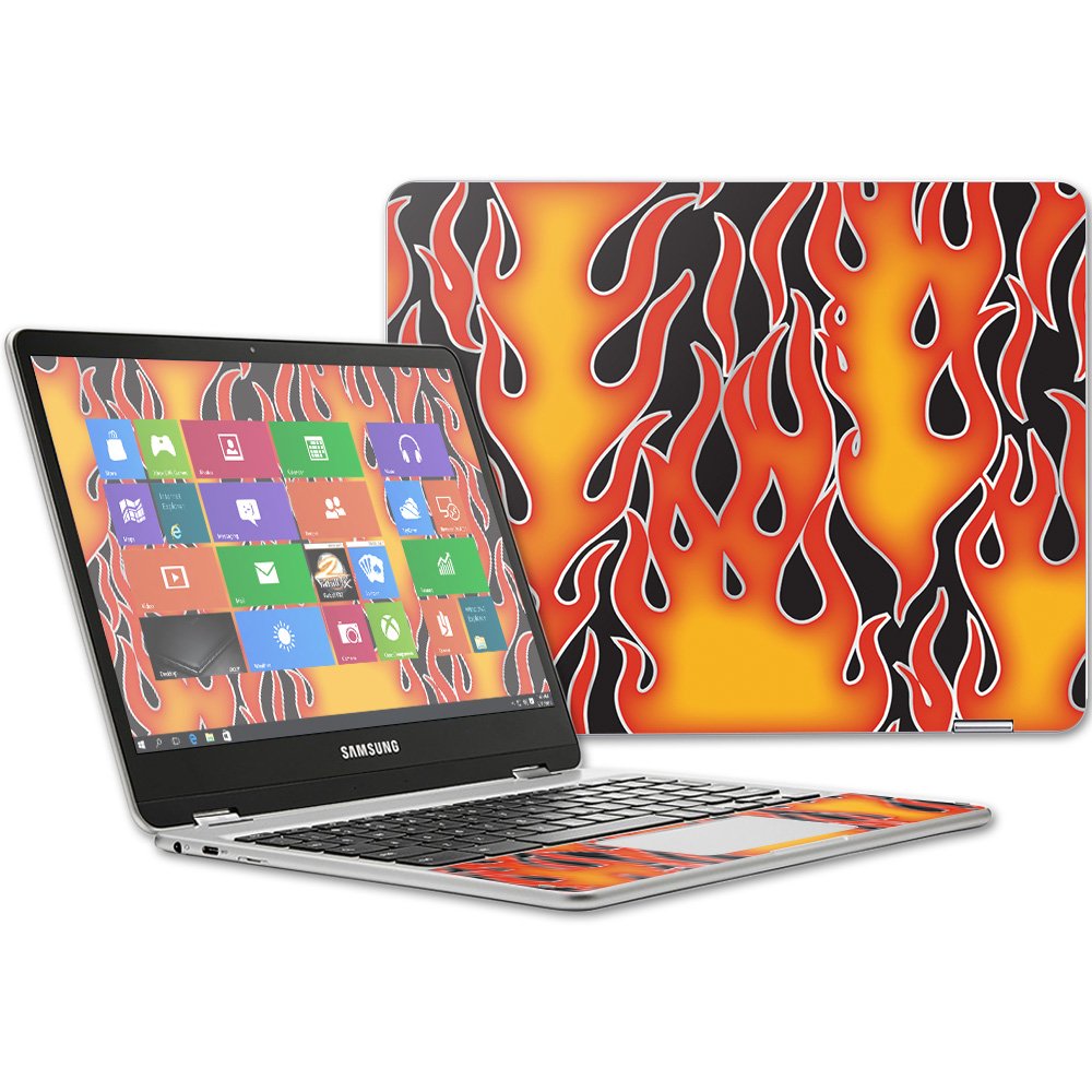 MightySkins Skin Compatible with Samsung Chromebook Plus 12.3"(2017 - Hot Flames | Protective, Durable, and Unique Vinyl Decal wrap Cover | Easy to Apply, Remove, and Change Styles | Made in The USA