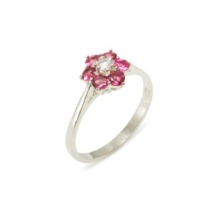 925 sterling silver cubic zirconia & pink tourmaline womens cluster ring - size 11.5