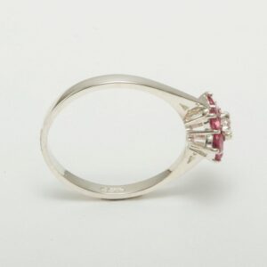 925 Sterling Silver Cubic Zirconia & Pink Tourmaline Womens Cluster Ring - Size 11.5