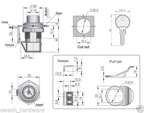 OWACH Push Button Latch with Locking for Marine Boat Tool Box, Glovebox, Radio Box, Electronic Box (with Locking, 1 Pack)