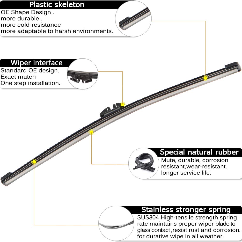 AUTOBOO Replacement For Ford Explorer 2011-2018, Escape 2013-2018,Lincoln MKX Rear Windshield Wiper Blade Arm Set-Factory OE Style