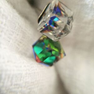 AMOR SPES Color Change Crystal Square S925 Sterling Silver Stud Earrings Women Gifts (Color change)