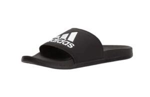 adidas men's adilette comfort slides sandal, black/black/white, 10