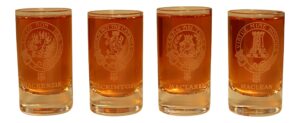 collins glencairn clan crest crystal dram tot glass - mackenzie mackintosh maclaren maclean