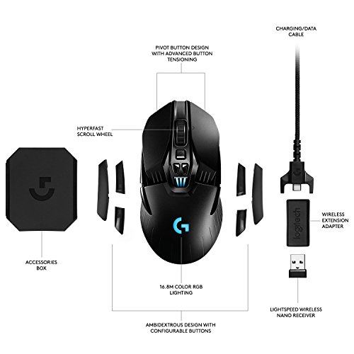 Logitech G903 LIGHTSPEED Gaming Mouse with POWERPLAY Wireless Charging Compatibility