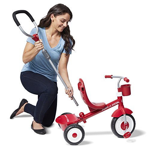 Radio Flyer 4-in-1 Stroll 'N Trike, Red Tricycle for Toddlers Age 1-5, Toddler Bike