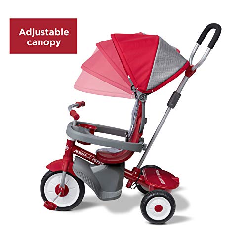 Radio Flyer 4-in-1 Stroll 'N Trike, Red Tricycle for Toddlers Age 1-5, Toddler Bike